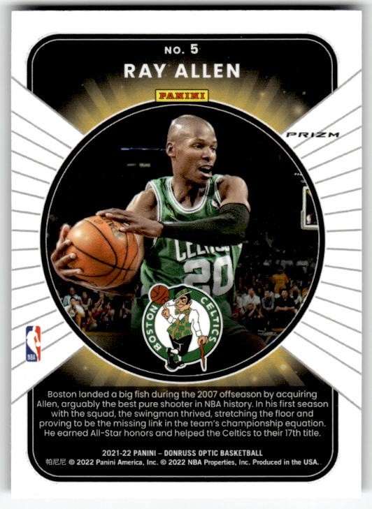 2021 Optic Winner Stays - Holo Ray Allen #5 Celtics | eBay