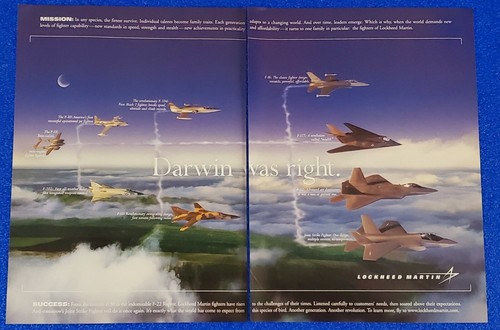 1999 LOCKHEED MARTIN 2 PAGE PRINT AD P-38 F-104 P-80 F-102 F-111 F-22 ...