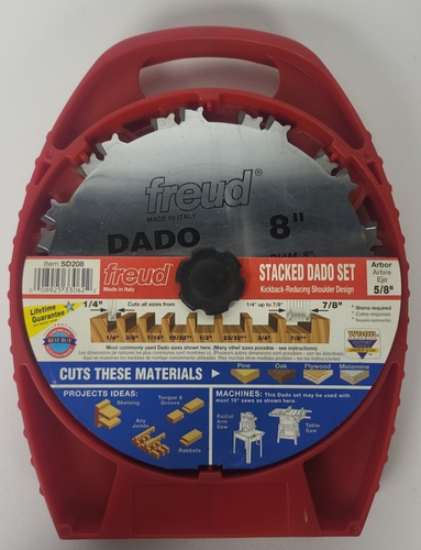 Freud 8 Inch Stacked Dado Set 5/8 Arbor Cuts 1/4 to 7/8 for Table or ...