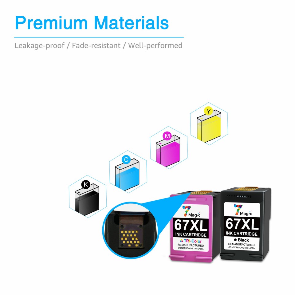 2x Refilled 67XL Ink Cartridge FOR HP DeskJet 1255 2755 Plus 4140 4152 ...