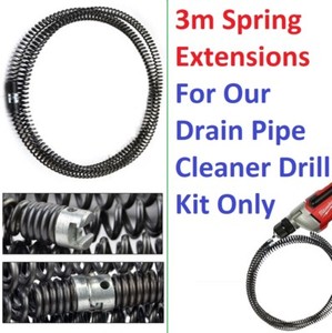 3m Spring Extensions Extenders Drain Pipe Cleaner Plumber Snake Drill ...