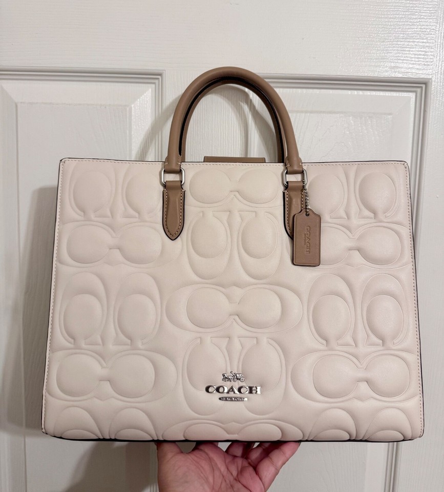 NWT Coach Maggie Tote Bag In Blocked Signature Leather CY673/CY672 | eBay