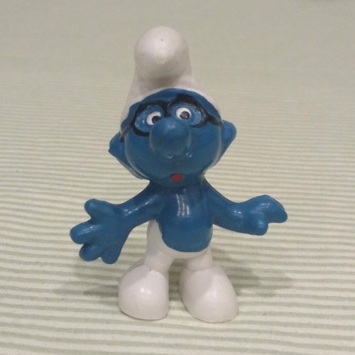 Smurf Figure Brainy 1969 Nerd Geek Genius Black Glasses Vintage Smurfs ...