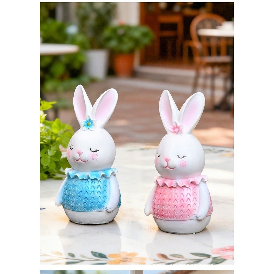 Easter Rabbit Statue for Living Room Shelf Decor Resin Pastel Color Design | eBay UK