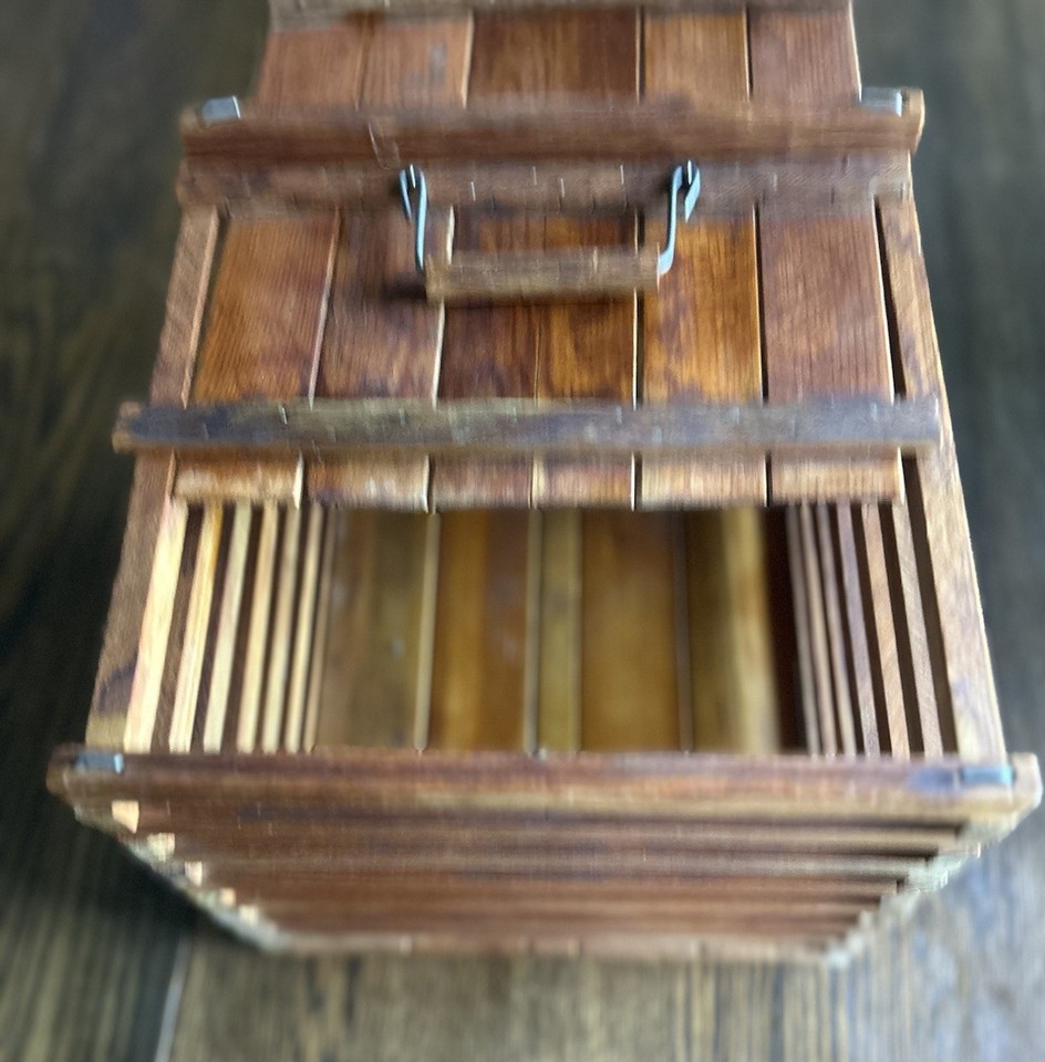 Primitive Rustic Egg Crate Carrying Box Wooden Egg Box | eBay