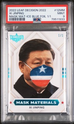 Xi Jinping 2022 Leaf Decision Mask Materials Ice Blue Foil 1/1 PSA 9 ...