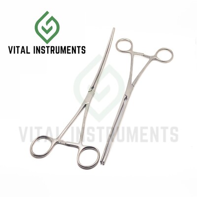 Set of 1 Curved & 1 Straight Doyen Intestinal Clamp Forceps 10", Vet ...