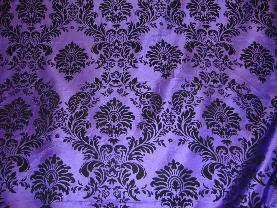 100ft Purple Flocking Damask Aisle Runner Taffeta Fabric 58" Flocked ...