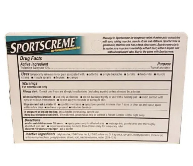 Sportscreme Deep Penetrating Pain Treatment Relieving Rub - 3oz for ...