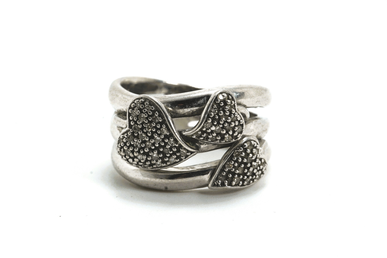 JWBR Sterling Silver & Diamond Pave Heart Ring, Size 7 | eBay