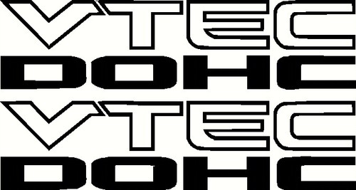 VTEC DOHC (2 PACK) 9" BLACK emblem Vinyl Sticker Honda Civic Decal Euro ...
