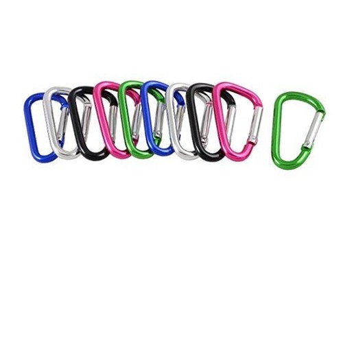 10 Pcs- Assorted Colors D Shaped Aluminum Alloy Snap Clip Key Chain ...