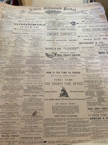 Q Conplete Original Newspaper The Falmouth Packet Folded 1906 August ...