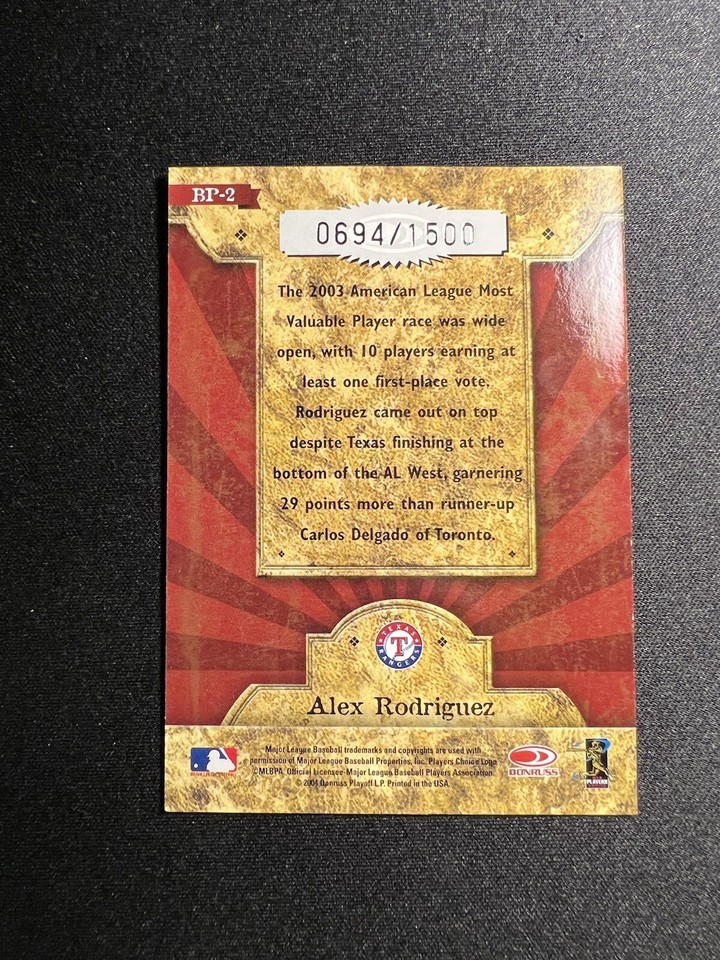Alex Rodriguez 2004 Donruss Throwback Threads Blast From The Past /1500 ...