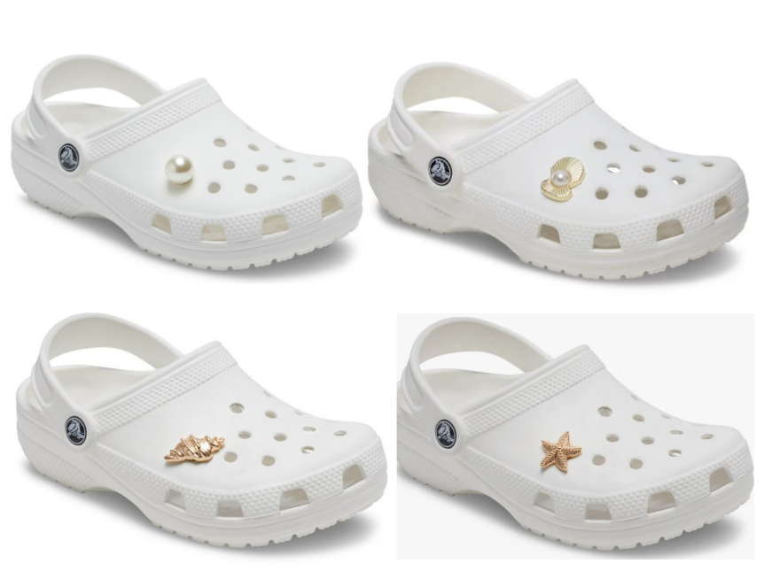 CROCS Jibbitz GOLD METAL Set of 4 - Pearl Seashell Starfish Genuine ...