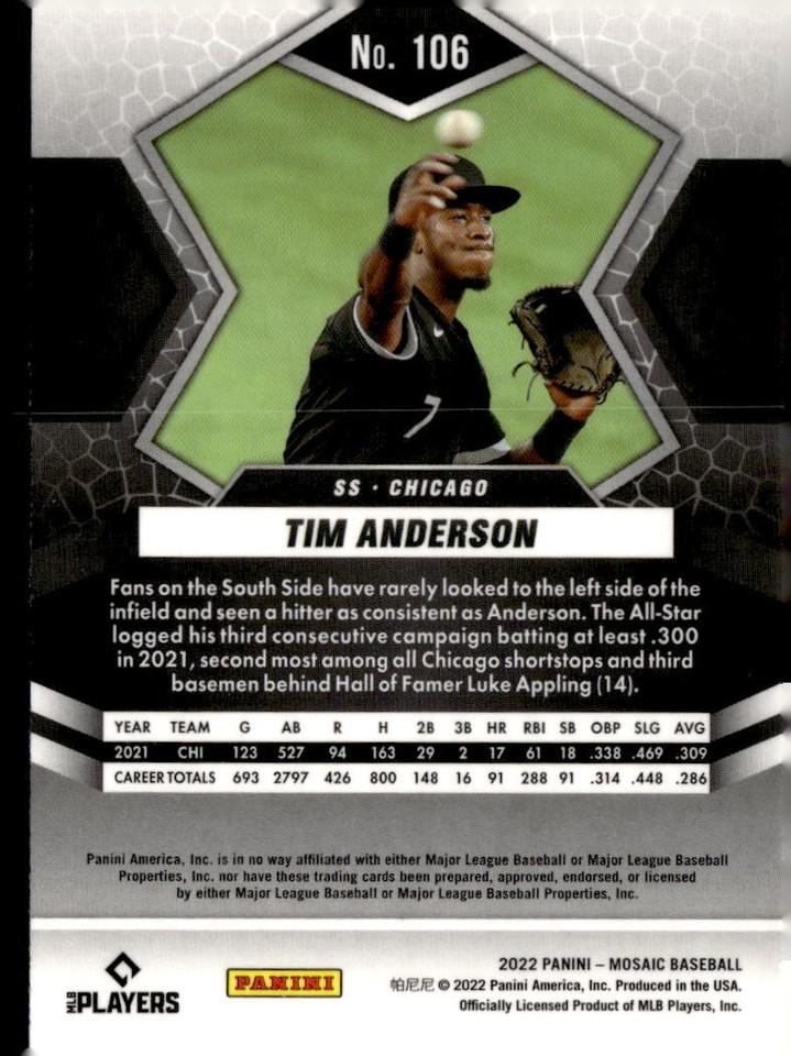 2022 Panini Mosaic #106 Tim Anderson Chicago White Sox | eBay
