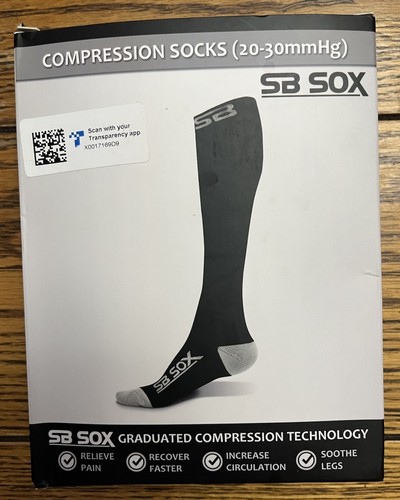 SB Sox Black Compression Socks XL Men Women Unisex New in Box 20-30 Mm ...