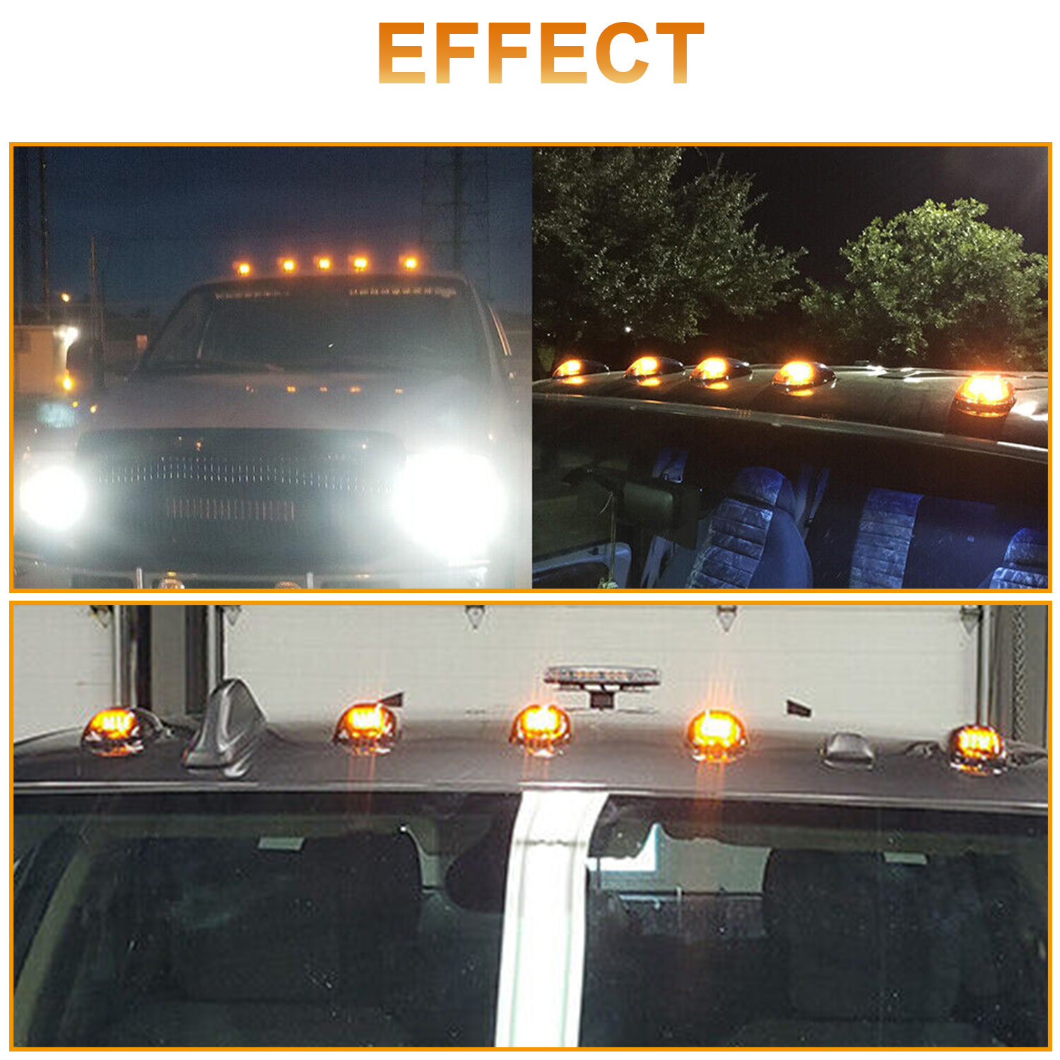 5Pcs Cab Marker Roof Lights Smoke Lens Amber Led For 03-16 Dodge Ram ...