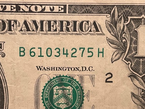 ((Fancy)) $1 2013 Note Serial Number B61034275H (( Scattered Ladder ...