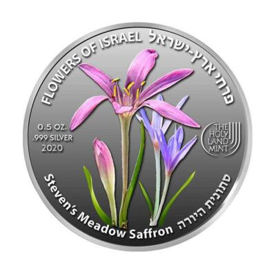 ISRAEL 2019 COINS & MEDALS STEVEN'S MEADOW SAFFRON FLOWER COLOR SILVER ...