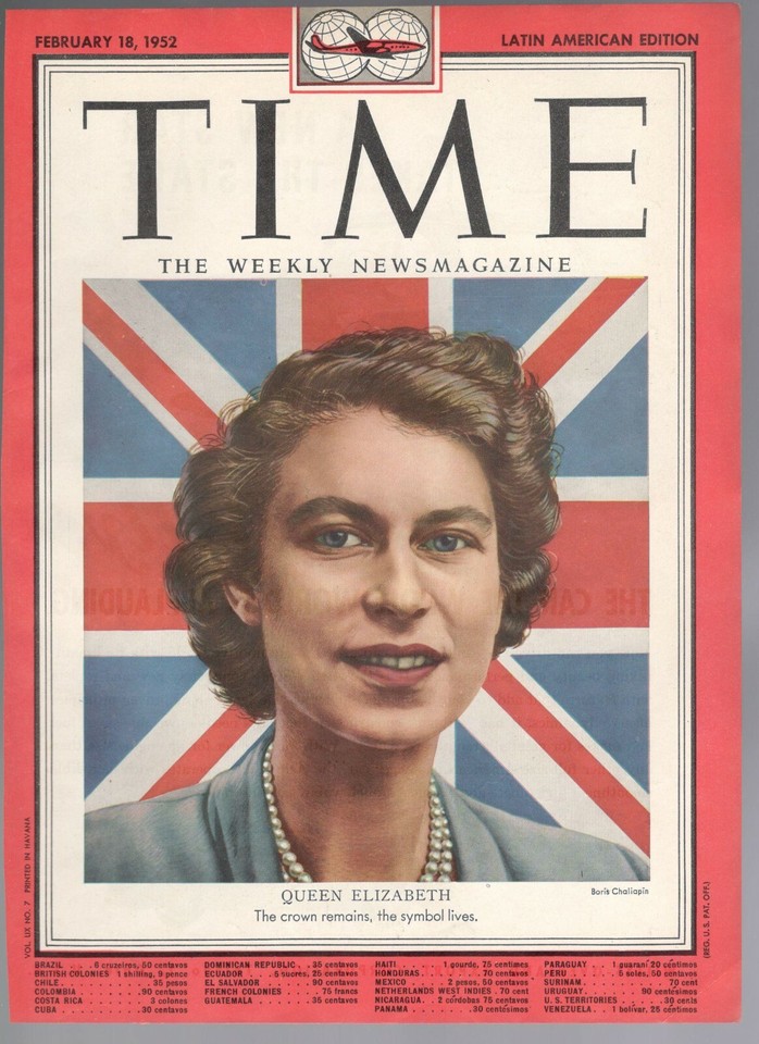 British Queen Elizabeth II 1952 UK regina Regno British Cover Time 1 ...