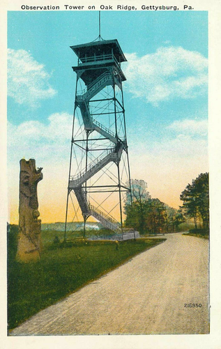 Postcard Gettysburg Observation Tower Oak Ridge White Border Unposted ...