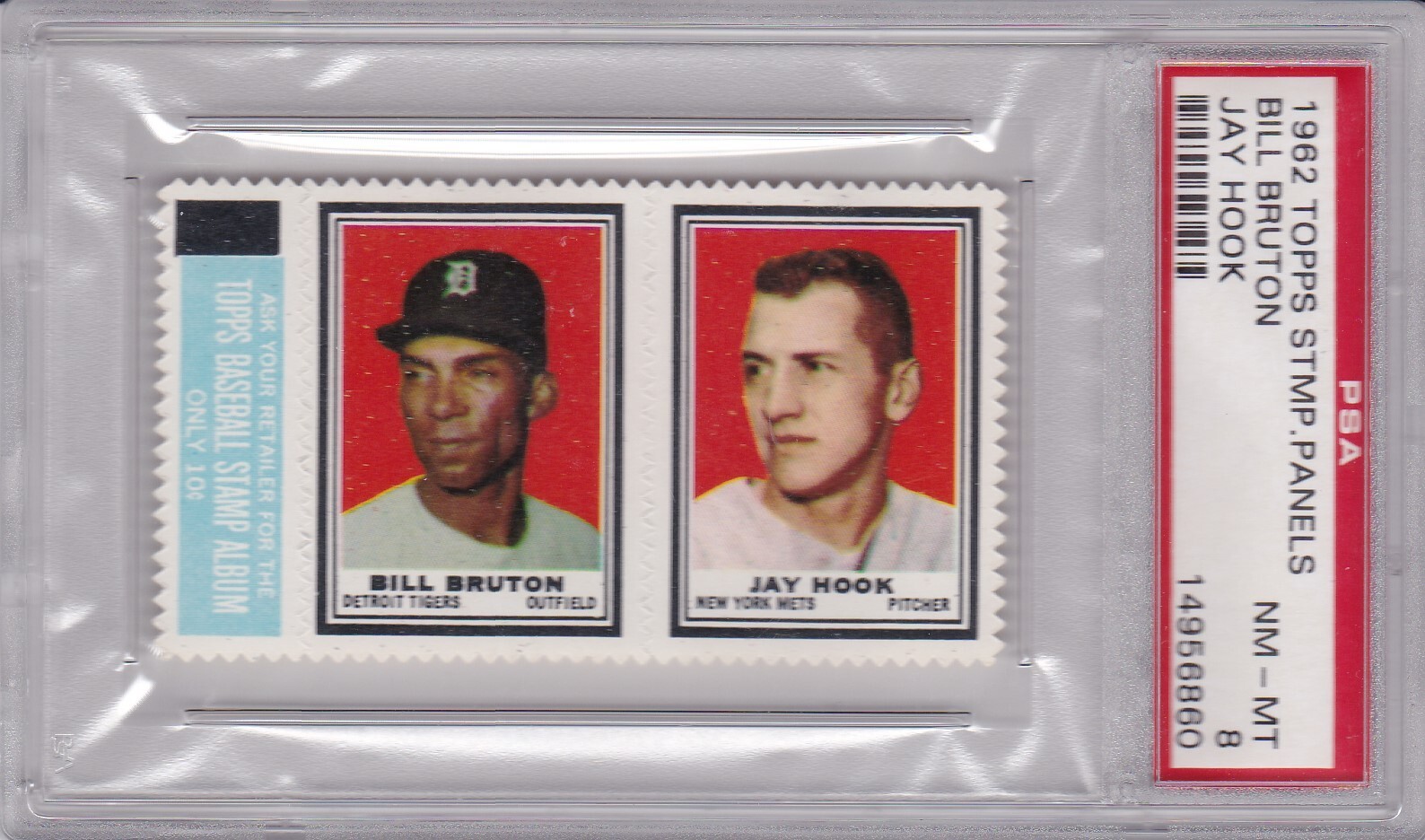 1962 Topps Baseball Stamp Panel Bill Bruton/Jay Hook PSA 8 Near Mint ...