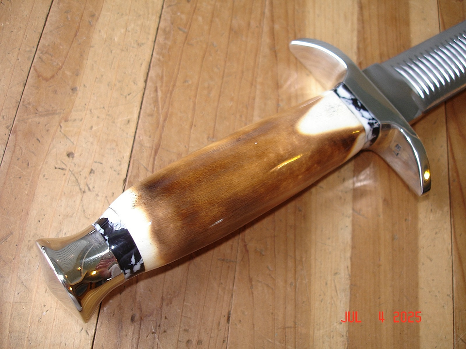 LEROY REMER CUSTOM BUCK KNIFE 976 FILE DAGGER 420 HC BLADE BURNT BROWN ...