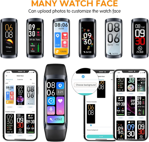 Smart Fitness Tracker Watch Waterproof Heart Rate BP Step Counter for ...