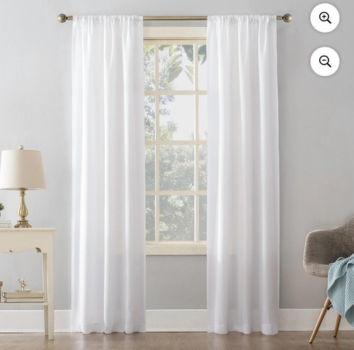 Mainstays Curtains Set of 2 Textured White 38"W x 84"L Each Solid Rod ...