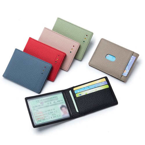 Women Men Slim Leather Wallet Business Card Case Driver's License ...
