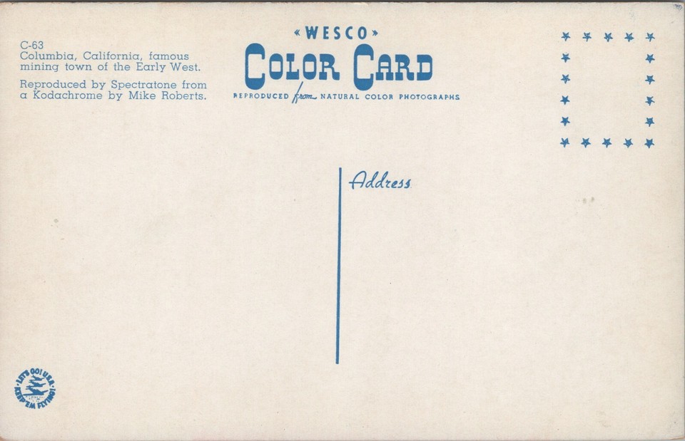 Columbia California Wesco Color Card Mining Town Early West Postcard ...