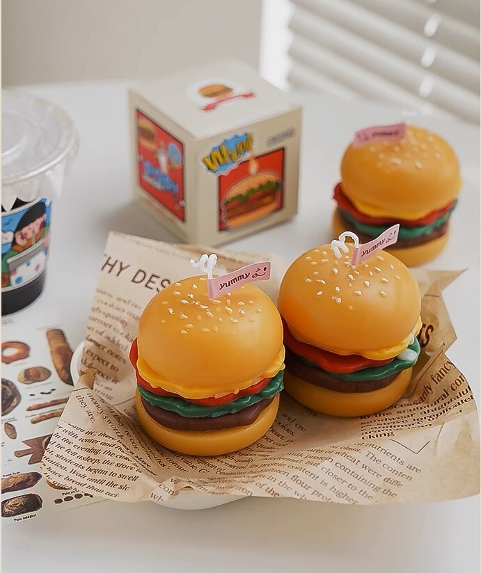 Burger candle, Novelty candle, Foodie Candle, Fun Candle, Gift Idea ...