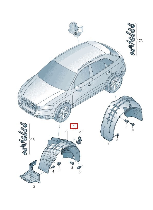 NEW GENUINE AUDI Q3 FRONT WHEEL FENDER HOUSING ARCH LINER RIGHT O/S ...