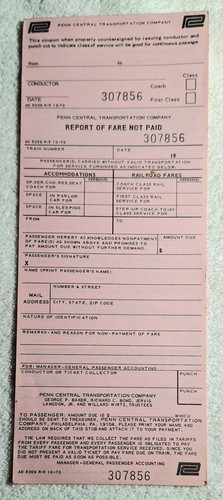 1970 Penn Central Railroad Famous Form 6009 | eBay