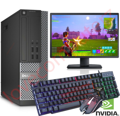 FAST GAMING DELL BUNDLE TOWER PC FULL SET COMPUTER SYSTEM INTEL i5 8GB ...