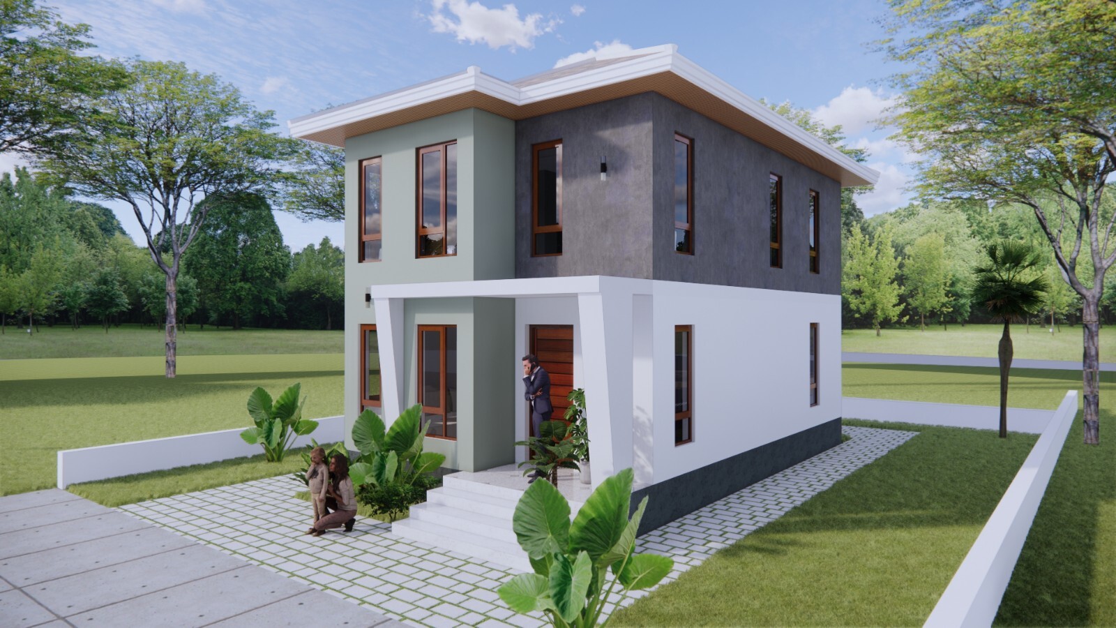 17x30 Feet House Plan 5.4x10 Meter 3 Bed 3 Bath Hip Roof PDF Plan (A4 ...