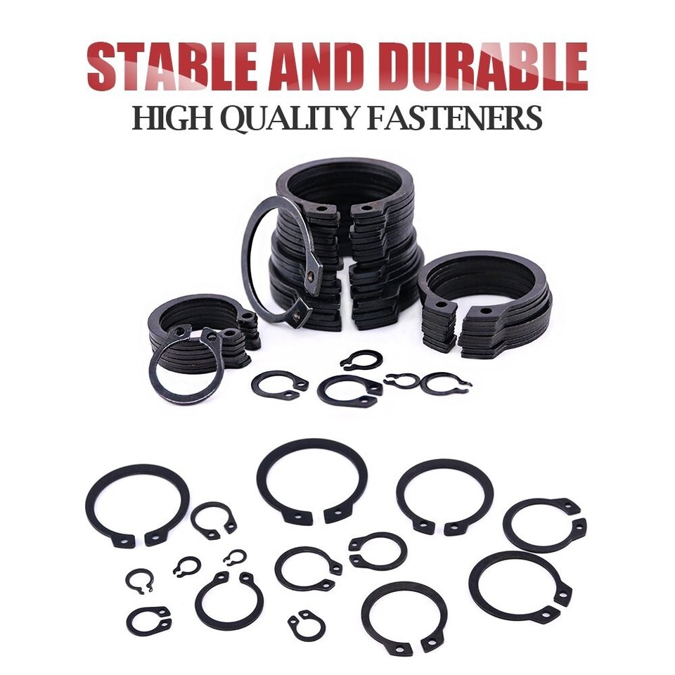 300-Pcs Alloy Steel Snap Retaining Clip Ring Set - 15 Sizes for ...