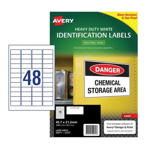 Avery Heavy Duty Étiquette laser résistante à la saleté 45,7 x 21,2 mm ...