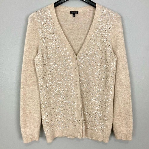 Talbots Wool Blend Sequin Cardigan Sweater Women’s Size M V-Neck Button Front | eBay
