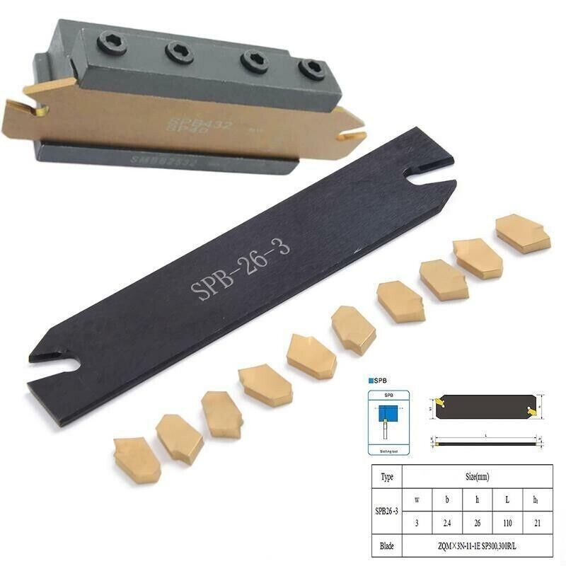 Grooving Blade Cut-Off Parting Tool Holder Wear Resistant Carbide Lathe ...