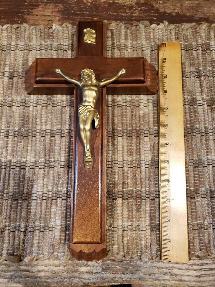 Vintage Wood / Wooden Wall Crucifix Cross Last Rites Sick Call Box/Set ...