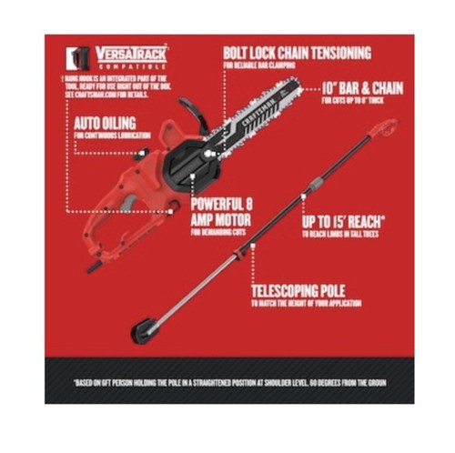 Craftsman 10" Corded 2-in-1 Chainsaw w/9' Extension Pole 15` reach NEW ...