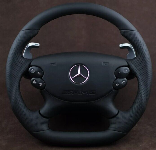 OEM Mercedes Steering Wheel flat bottom big AMG metal paddle w211 w209 ...