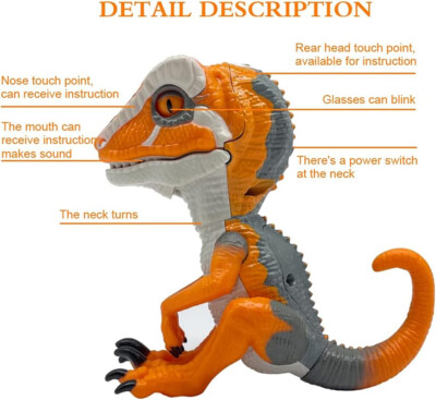 Fingerlings Dino T-Rex Toy (Orange and gray) Interactive Dinosaur Works ...