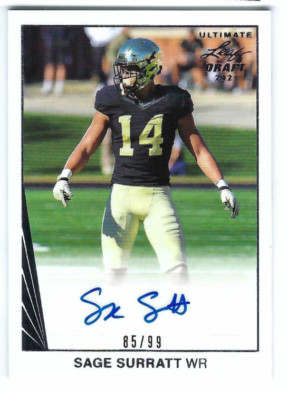 SAGE SURRATT 2021 LEAF ULTIMATE DRAFT FOOTBALL ROOKIE AUTO /99 | eBay