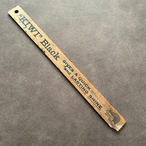 RARE VINTAGE "KIWI" BLACK ADVERTISING BOOT POLISH 12" WOODEN FOOT RULE ...