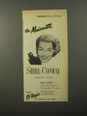 1954 Hotel St. REgis Ad - The Maisonette Shirl Conway and her songs | eBay