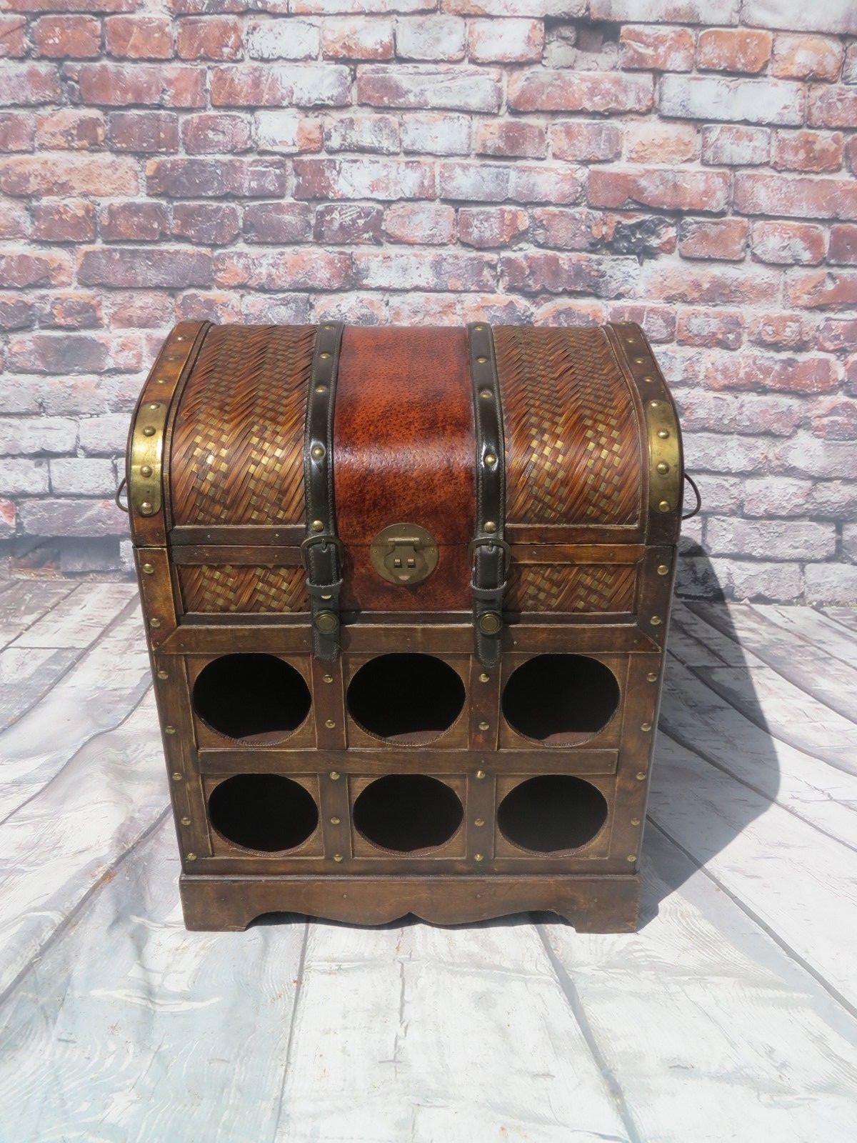 Vintage Pier One Treasure Chest Trunk Wine Holder For 6 Bottles w ...