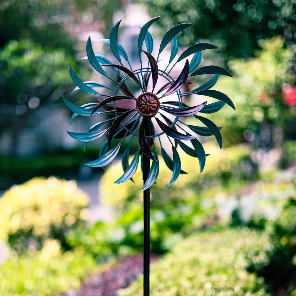 360° Outdoor Wind Spinner, Wind Sculpture Spinner with Metal Stake ...